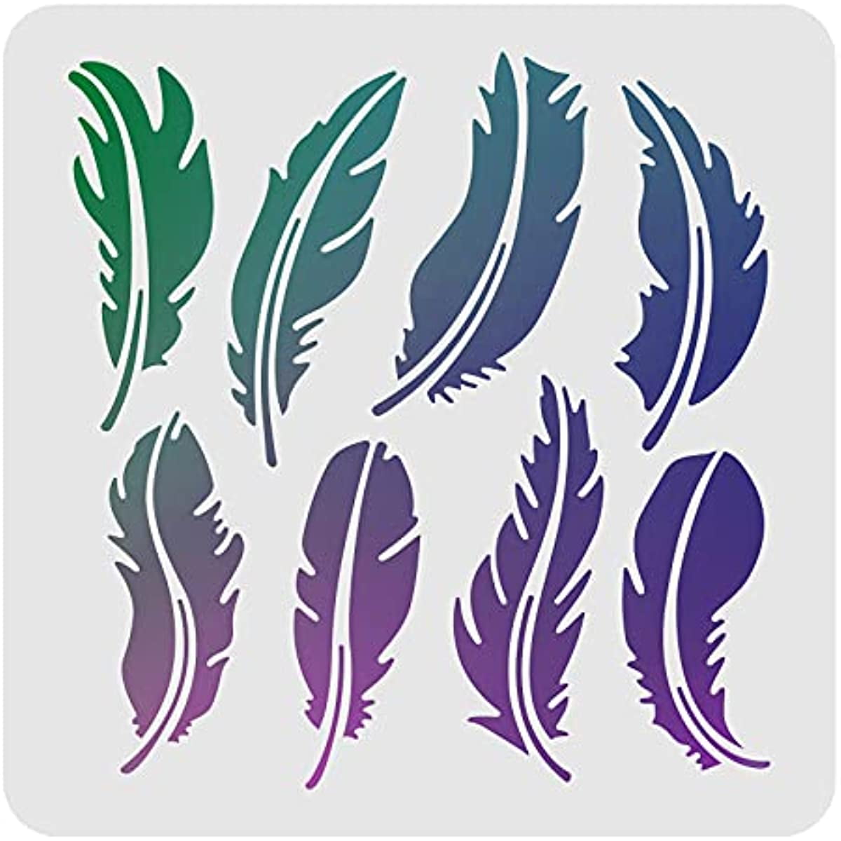 1PC Feather Stencils Wall Decoration Template 11.8x11.8 inch Plastic ...