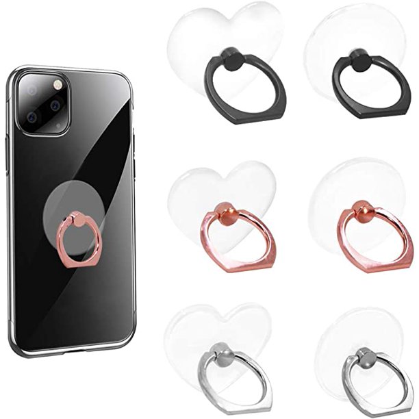 SHAR 6-piece transparent mobile phone ring holder (heart-shaped and ...