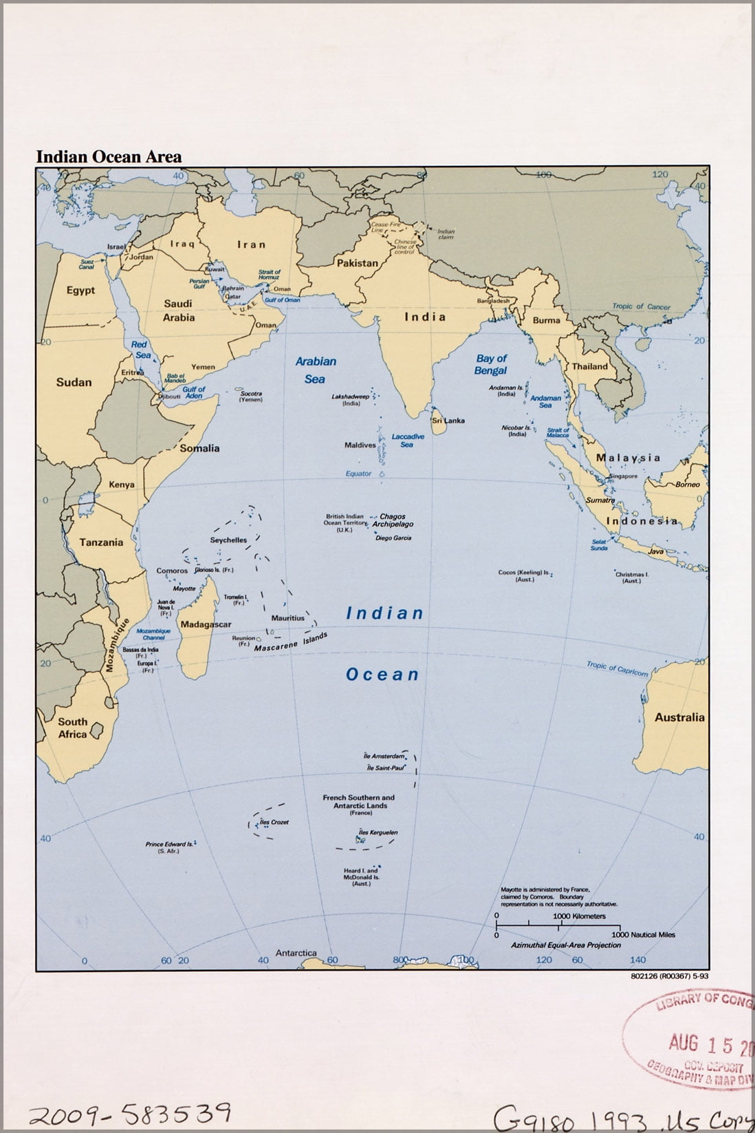 24"x36" Gallery Poster, cia map of Indian Ocean Region 1993 - Walmart.com
