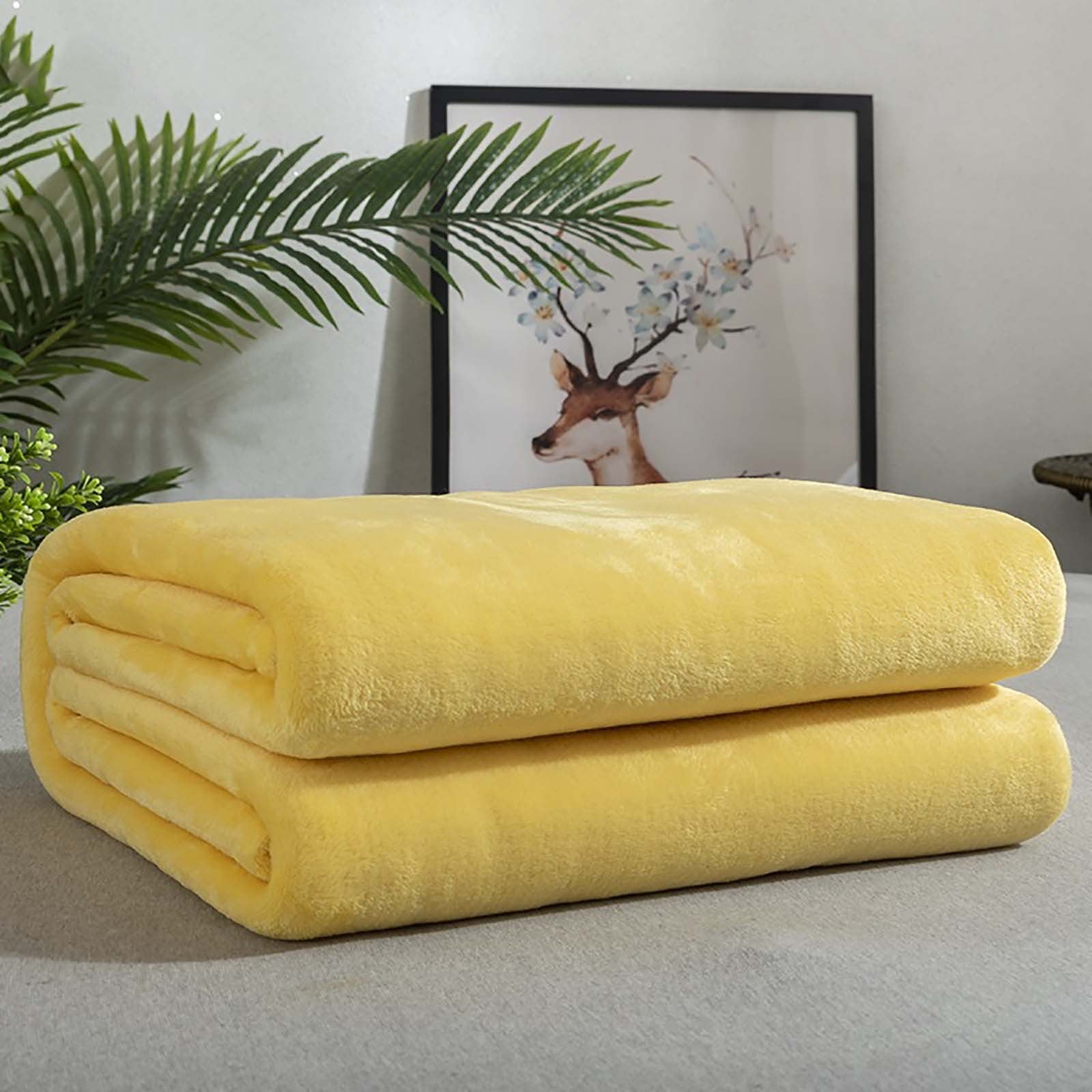 Click here for Fridja Flannel Blanket Yellow Throw Blankets For C... prices