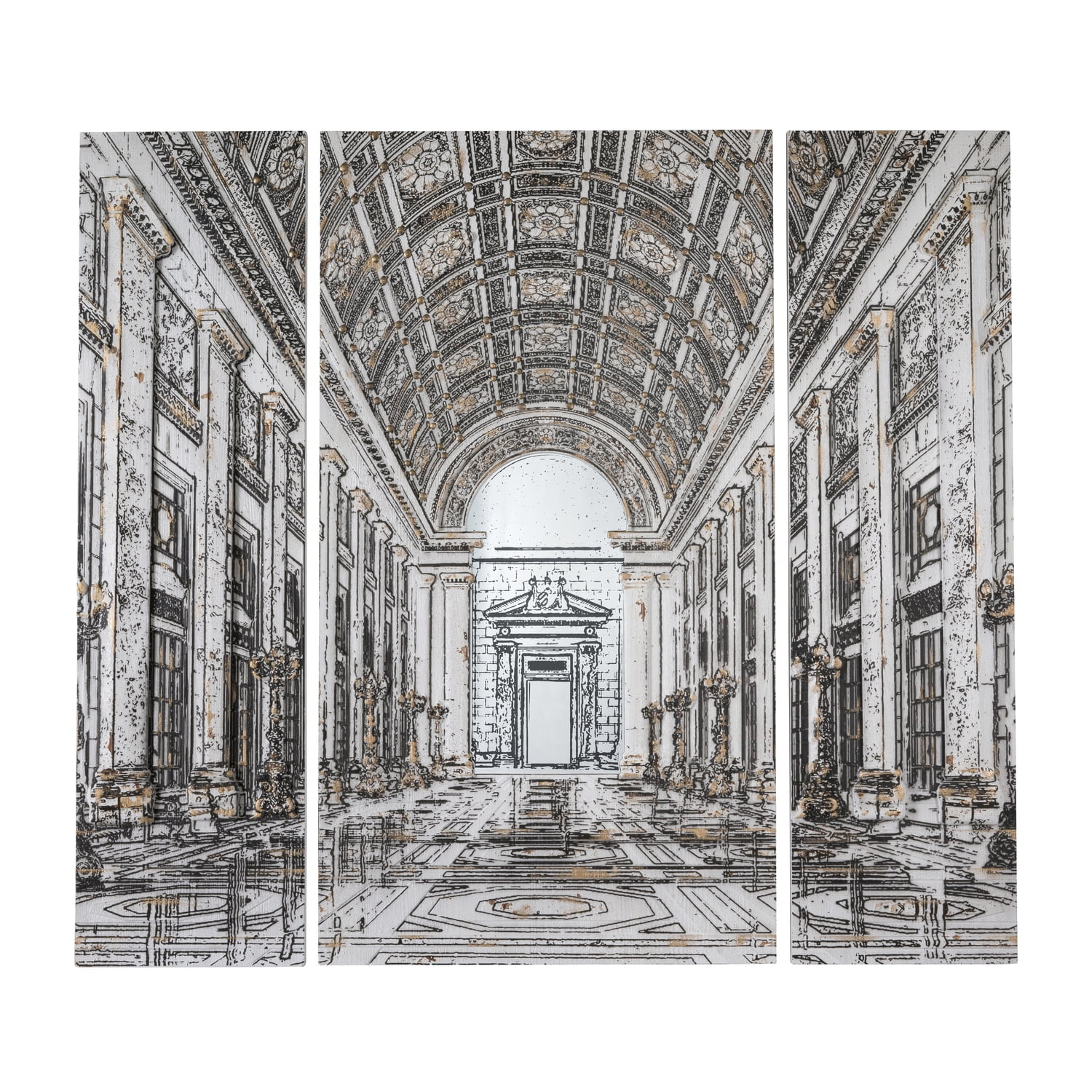 A&B Home Triptych Architecture Panel Wall Art - Set of 3 - Black ...