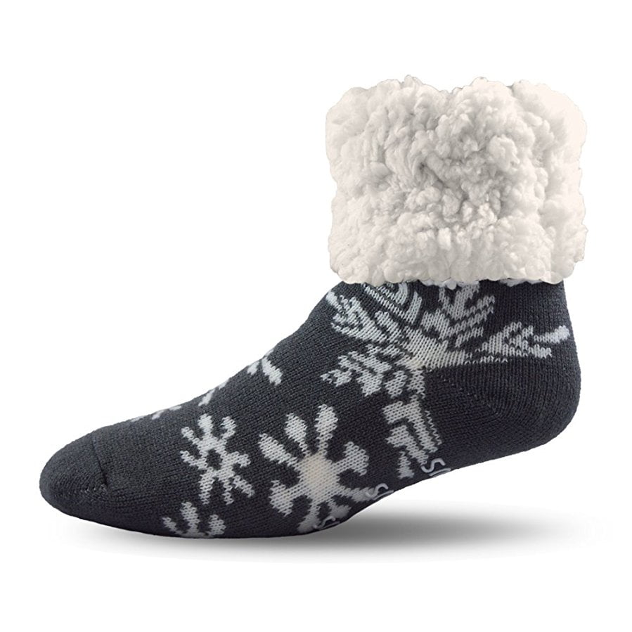 Pudus Brand Slipper Socks Snowflake Grey Gray One Size All Amazingly ...