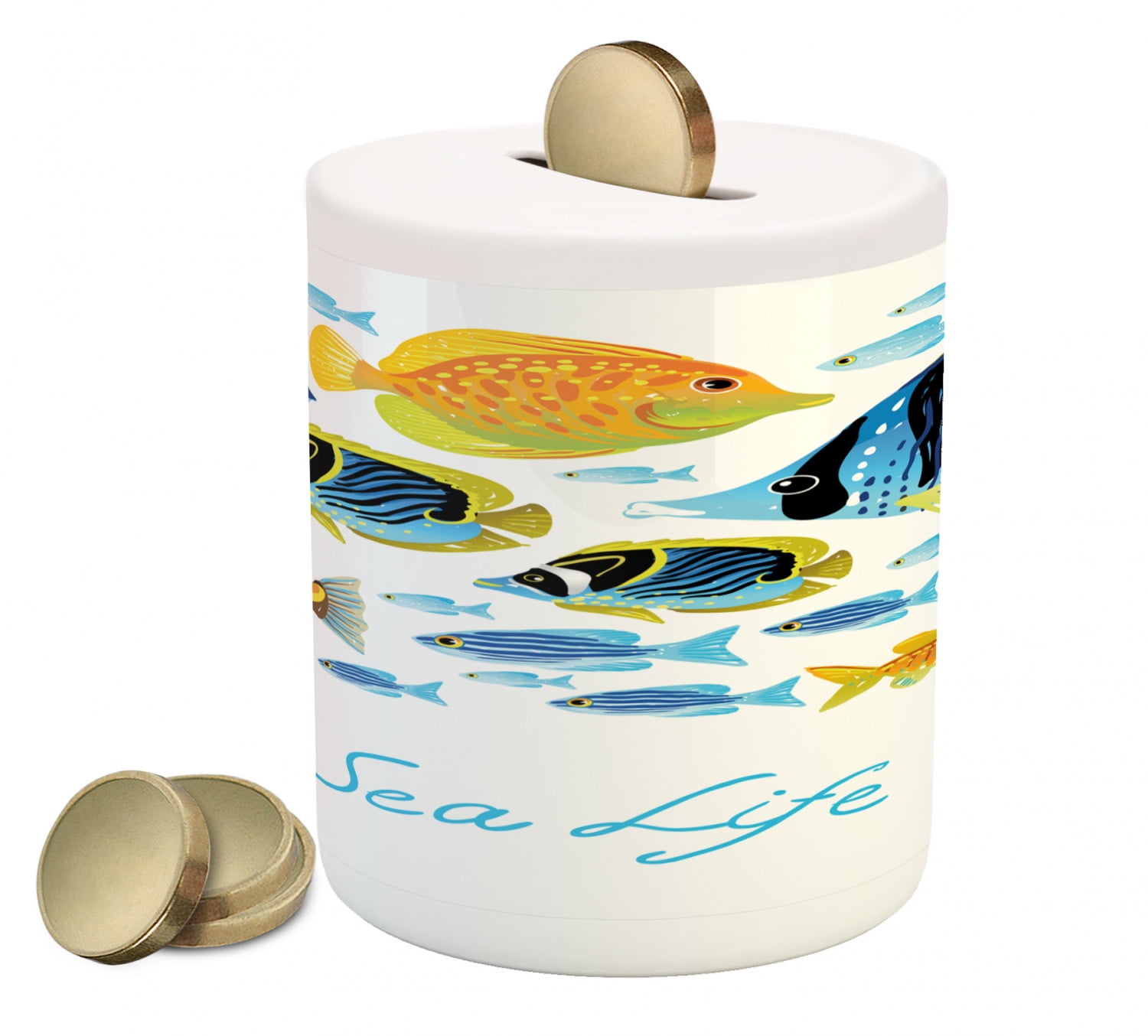 Fish Piggy Bank, Vivid Underwater Wild Life Freshwater Tropical Animals ...