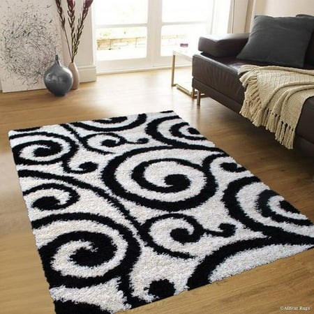 AllStar Rugs High-Pile Posh Shaggy Black Area Rug - Walmart.com