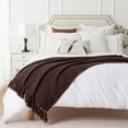 Battilo Knitted Dark Brown Sofa Throw Blanket, Herringbone Design, 50 ...