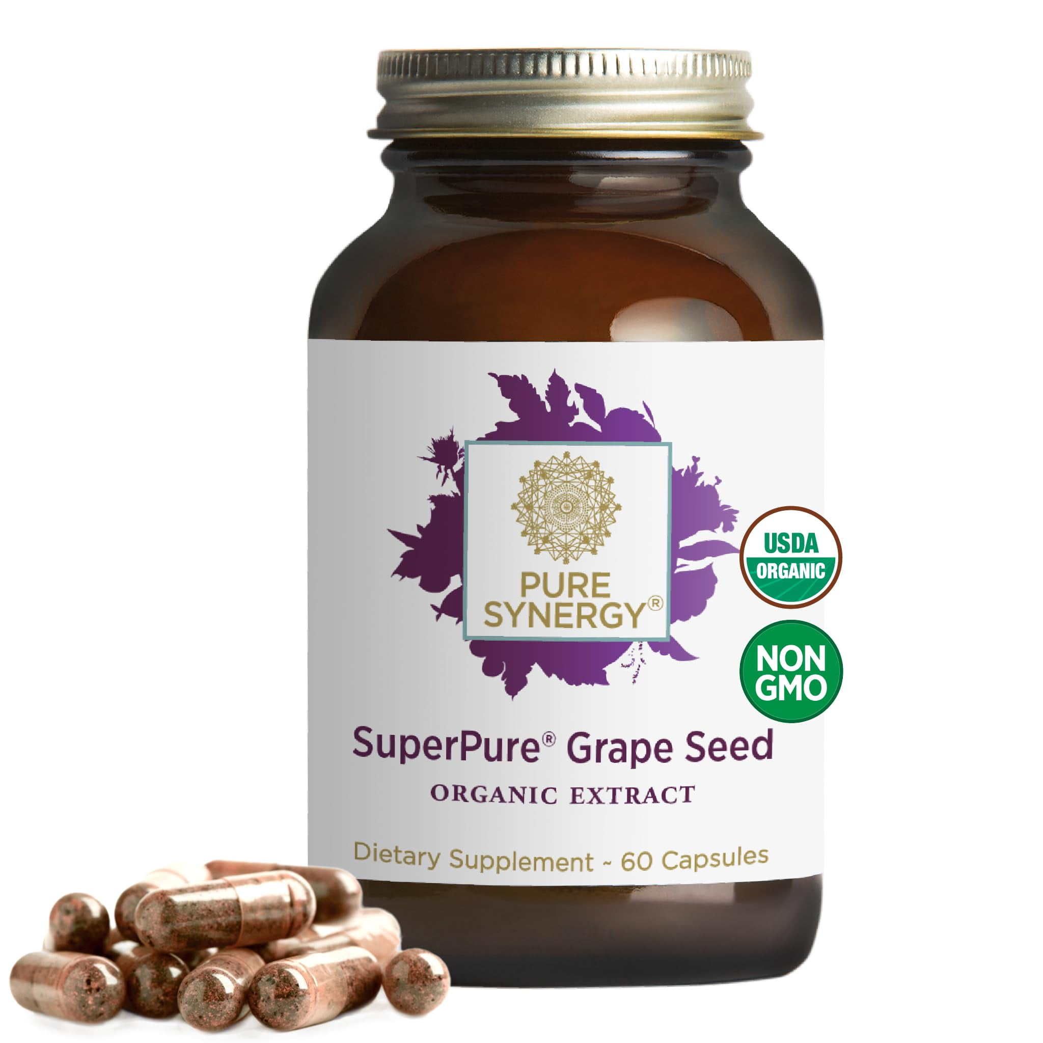 Suplemento PURE SYNERGY SuperPure de extracto de semilla de uva 60 ...