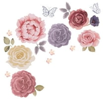 Lambs & Ivy Floral Garden Large Pink/White Watercolor Flowers Wall ...