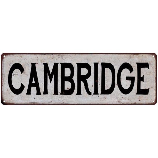 CAMBRIDGE Vintage Look Rustic Metal 8x24 Sign City State 108240041222 ...