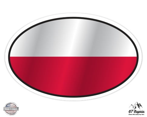 Poland Flag Oval - 12" Vinyl Sticker Waterproof Decal - Walmart.com