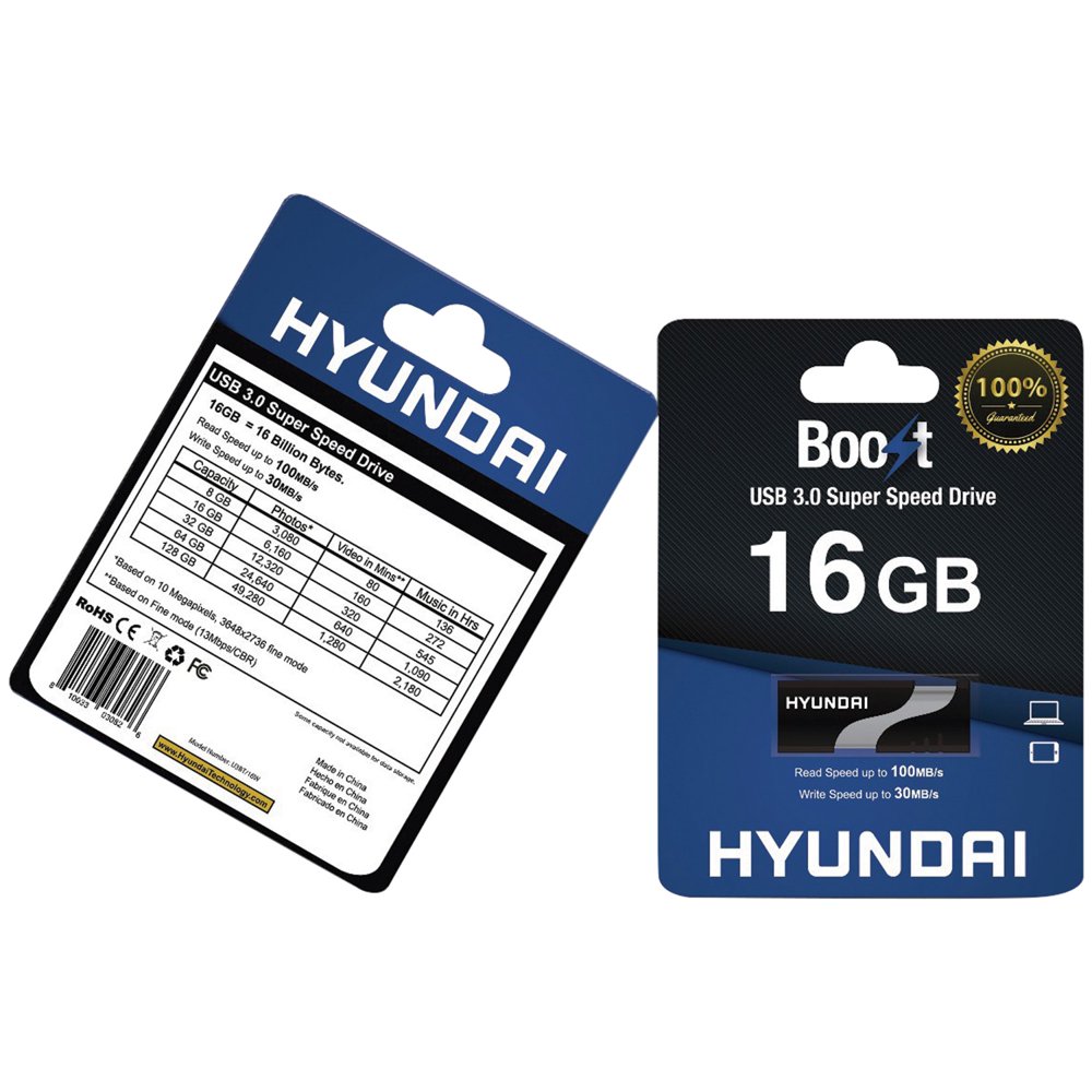 Hyundai Technology 16GB Hyundai Boost USB 3.0 Flash Drive (Black/White ...
