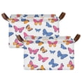 Blue Pink Butterfly Collapsible Storage Bin Open Home Shelf Basket ...