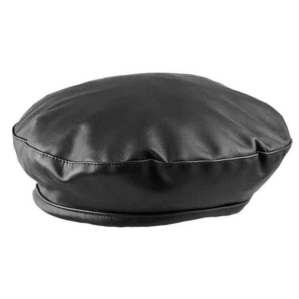 Boina de mujer Boina de cuero de PU Boina negra Boina de artista Gorra ...