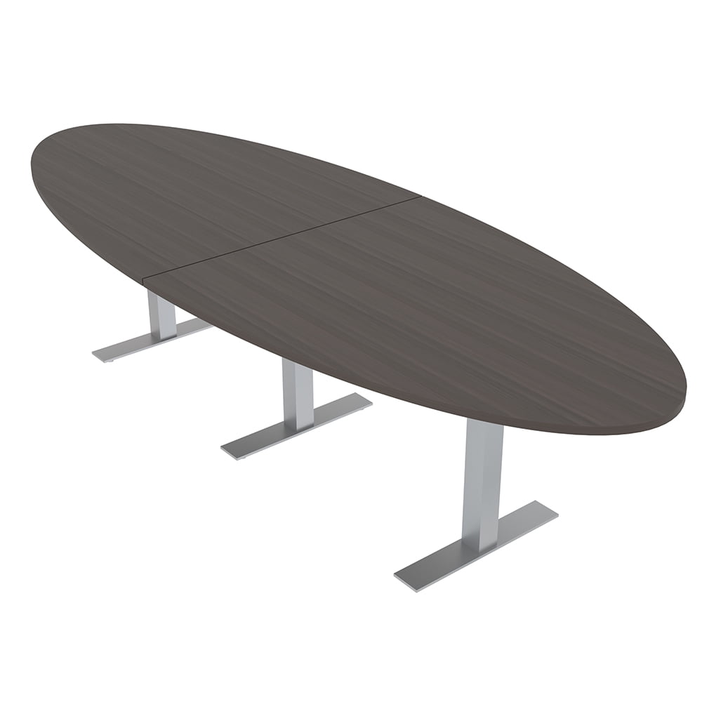 8 Person Modular Oval Conference Table Metal T-Bases Power And Data ...