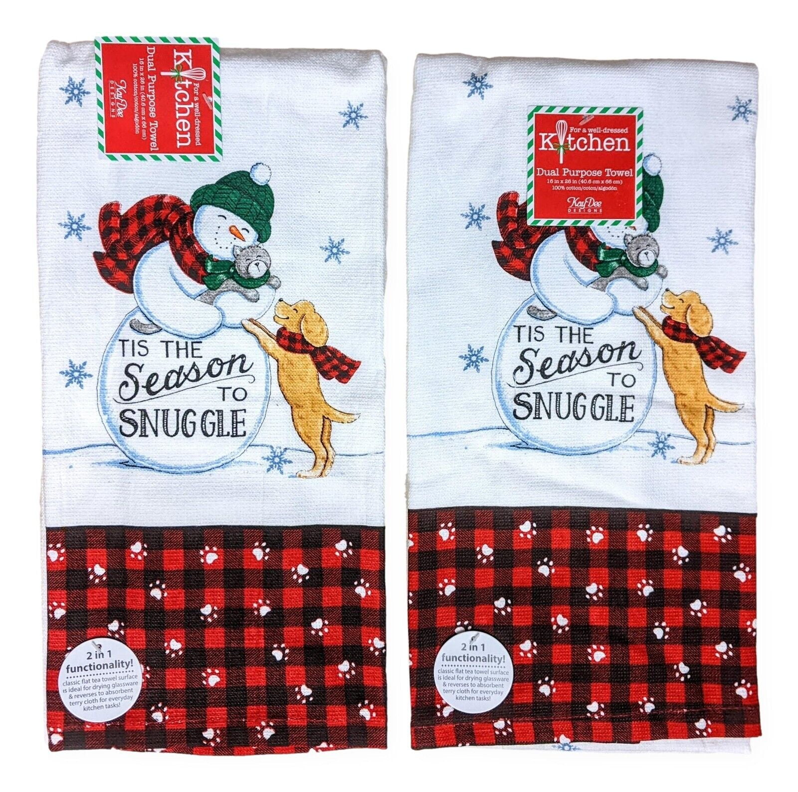 Set of 2 TIS THE SEASON Christmas Terry Kitchen Towels by Kay Dee ...