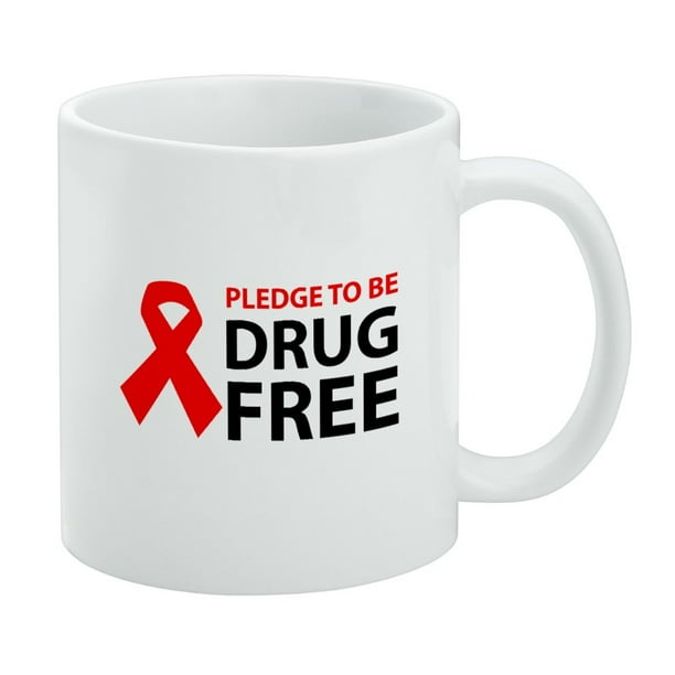 Red Ribbon Drug Free Pledge White Mug - Walmart.com