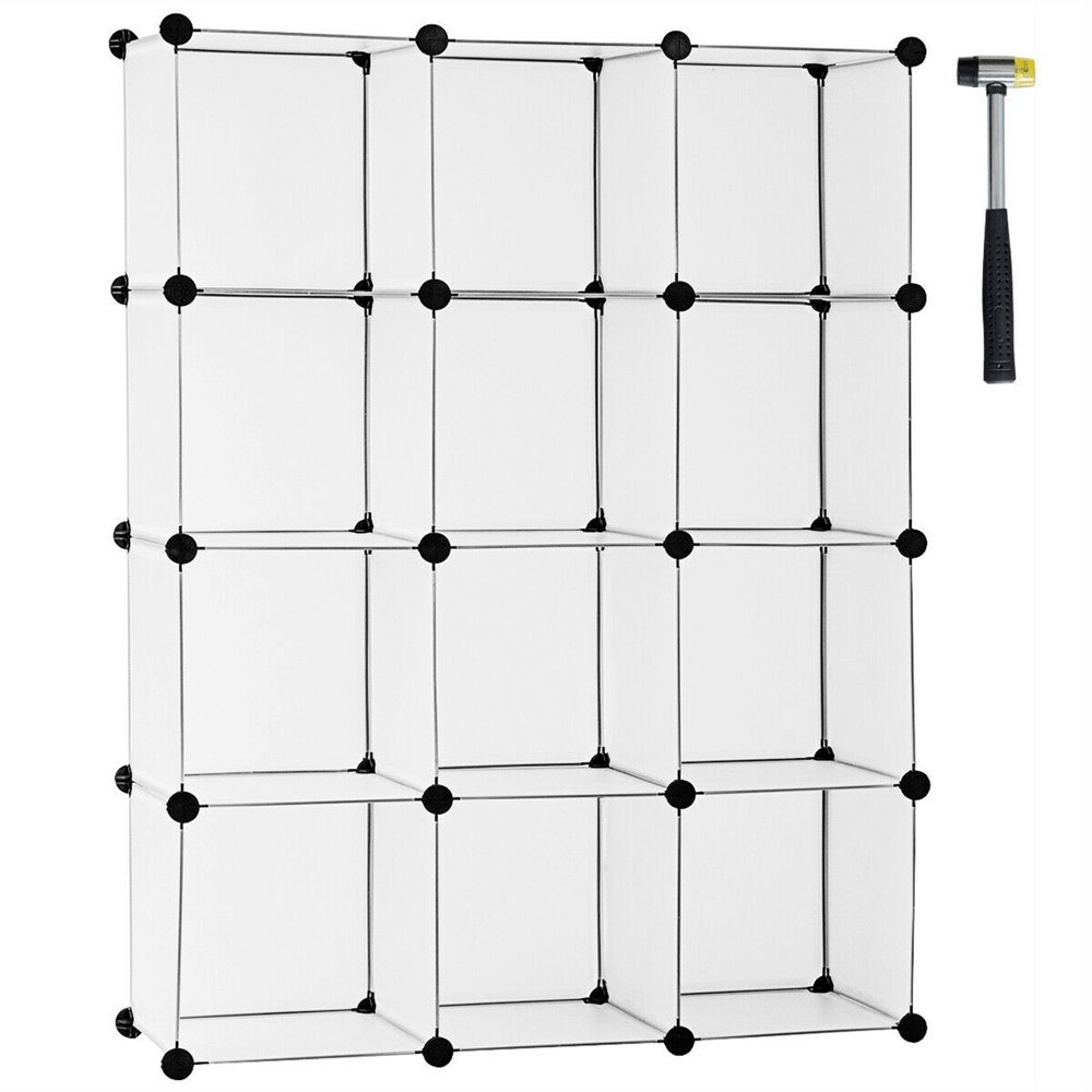 Gymax 12 Cube Storage Organizer Plastic Organizer Units w/ Steel Frame ...