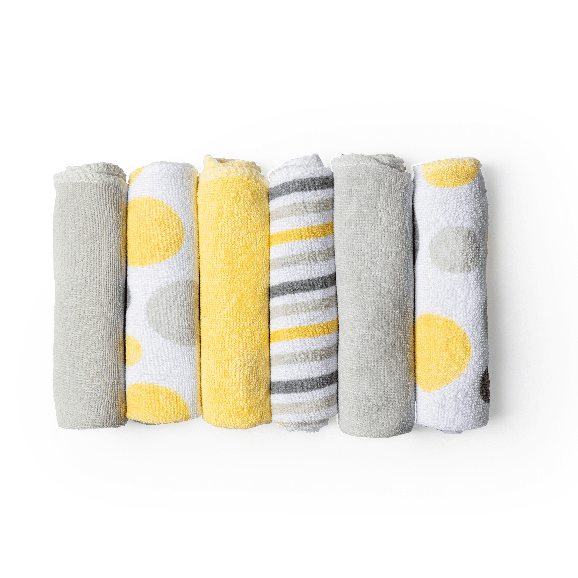 Click here for Tendertyme Yellow And Grey Washcloth- Set Of Six 8... prices