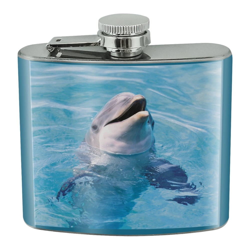 Dolphin in the Ocean Stainless Steel 5oz Hip Drink Kidney Flask ...
