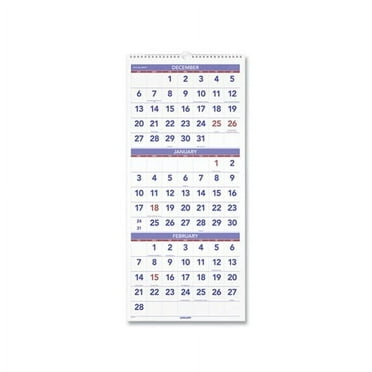 AT-A-GLANCE 3-Month Reference 14-Month Vertical Wall Calendar, 12" x 27 ...