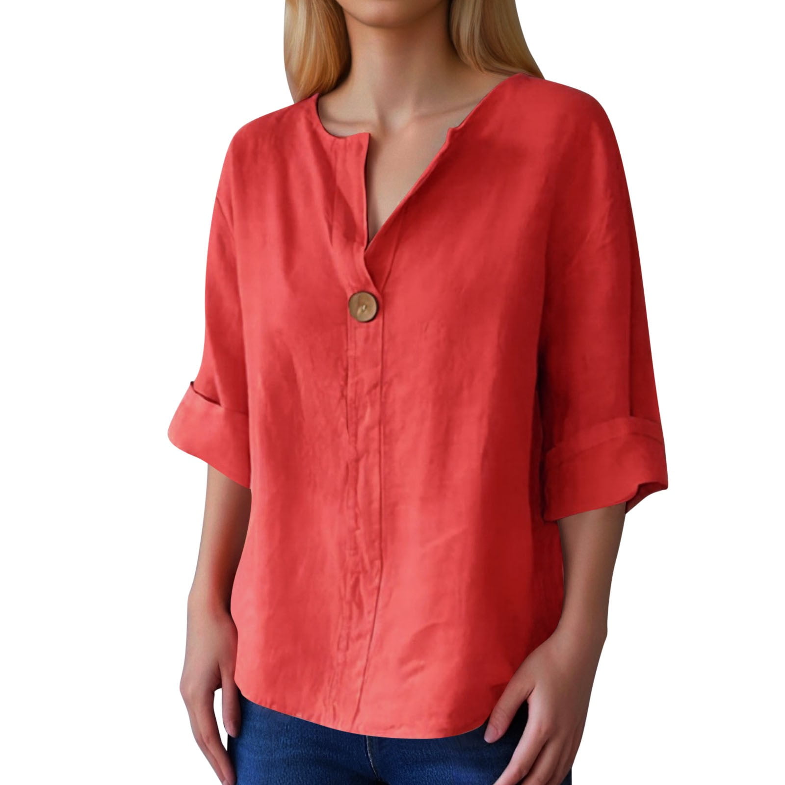 Click here for Gpoecd Womens Shirts Plus Size V Neck Button Down... prices