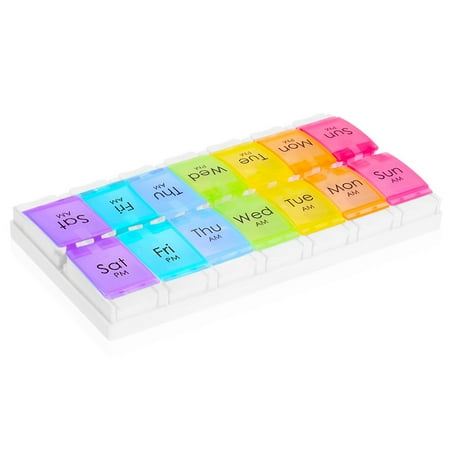 Jinnoda 7 Day Weekly 14 Compartment Pill Box Medicine Tablet Storage ...