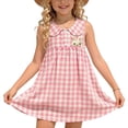 Antinious Girls Check Sleeveless Round Neck Casual Versatile Dresses ...
