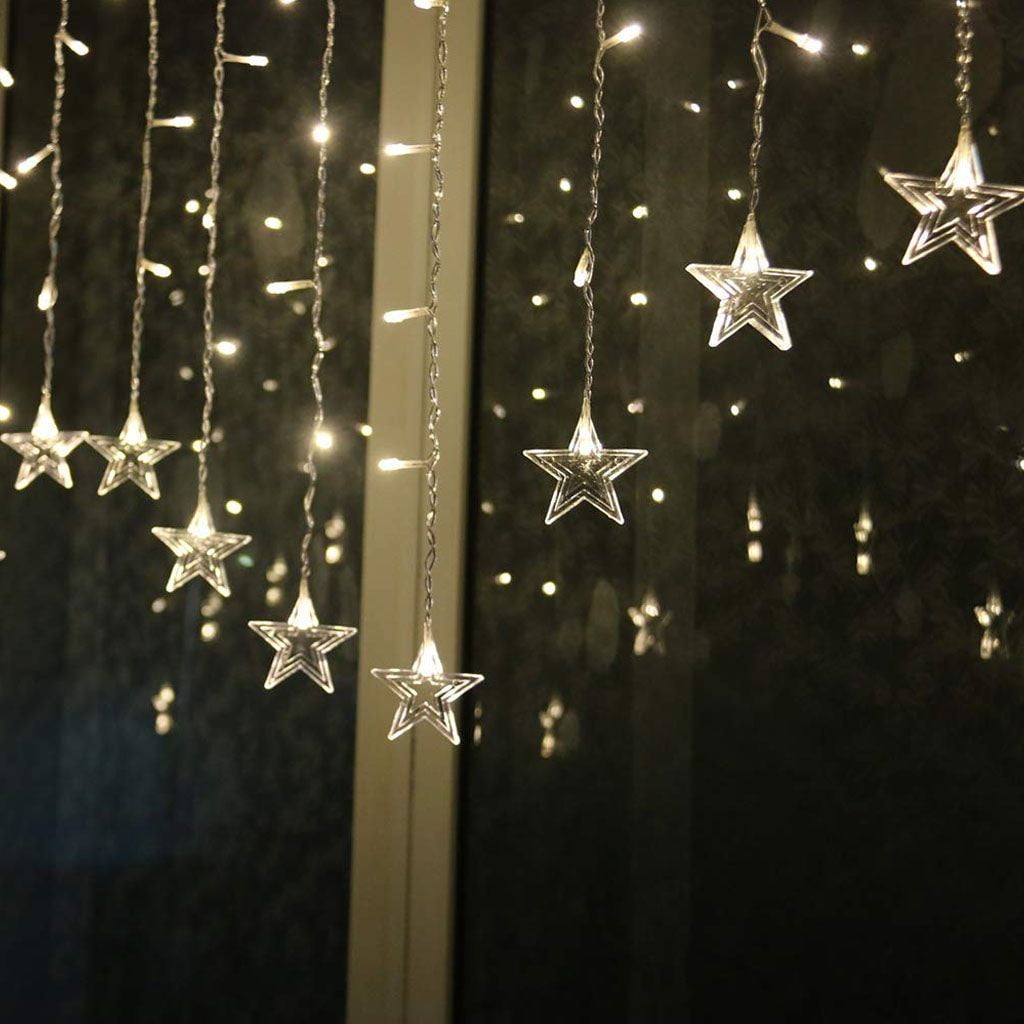 BadPiggies 11.5Ft 96LED Star Lights Curtain Lights 8 Flashing Modes ...