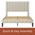uhomepro Beige Full Bed Frame for Adults Kids, Modern Fabric ...