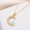 AOBOCO Solid 14K Gold Moon and Star Necklace for Women Real Gold ...