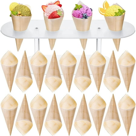 Disposable Wood Cones Serving Cone Food Tasting Cone Wood Cone ...