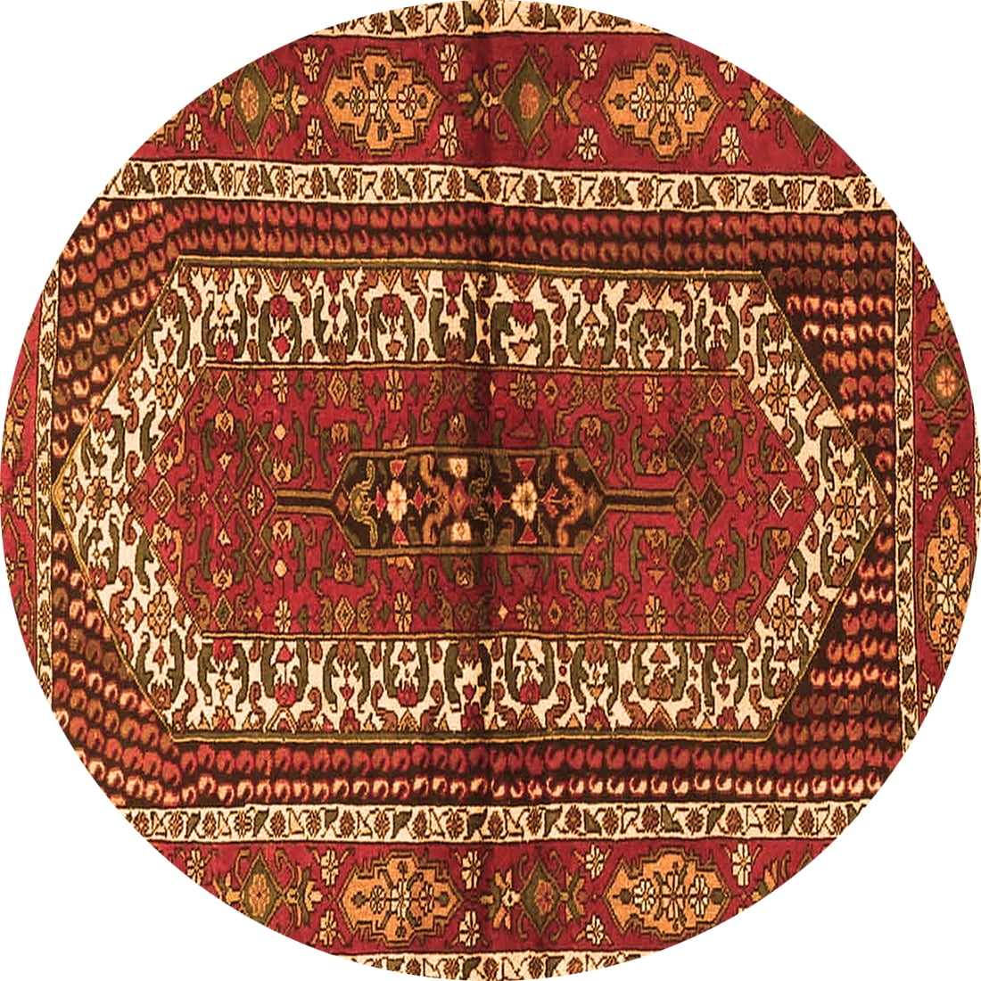 Ahgly Company Indoor Round Persian Orange Traditional Area Rugs, 8 ...