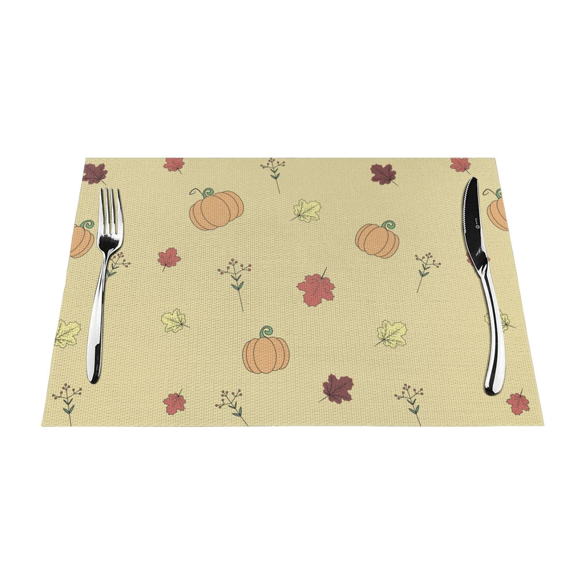 XMXY Woven Placemats Set of 4 PCS, Halloween Fall Wallpaper Pattern ...