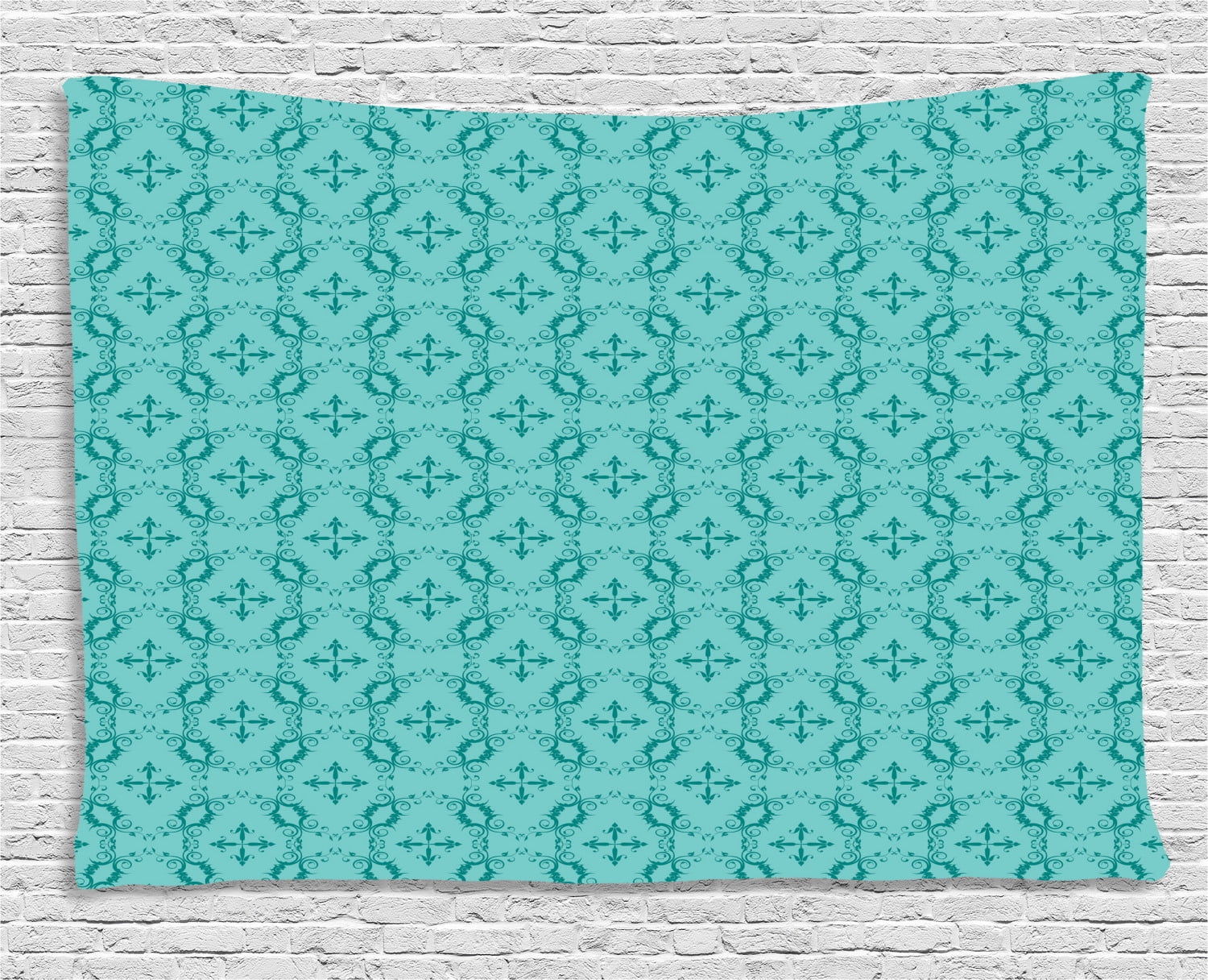 Teal Tapestry, Ornamental Baroque Floral Swirls Renaissance Style ...