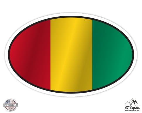 Guinea Flag Oval - 3" Vinyl Sticker - For Car Laptop I-Pad Phone Helmet ...