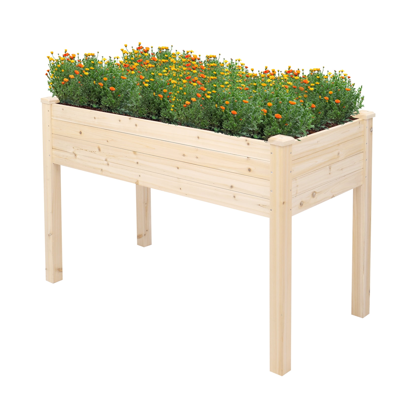 Zimtown Fir Planter Box Elevated Raised Garden Bed - Burlywood ...