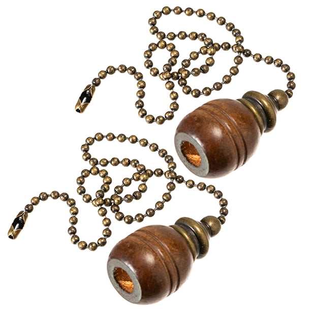 HOMEMAXS 2pcs Retro Wooden Fan Light Pull Chain Ceiling Light Hanging ...
