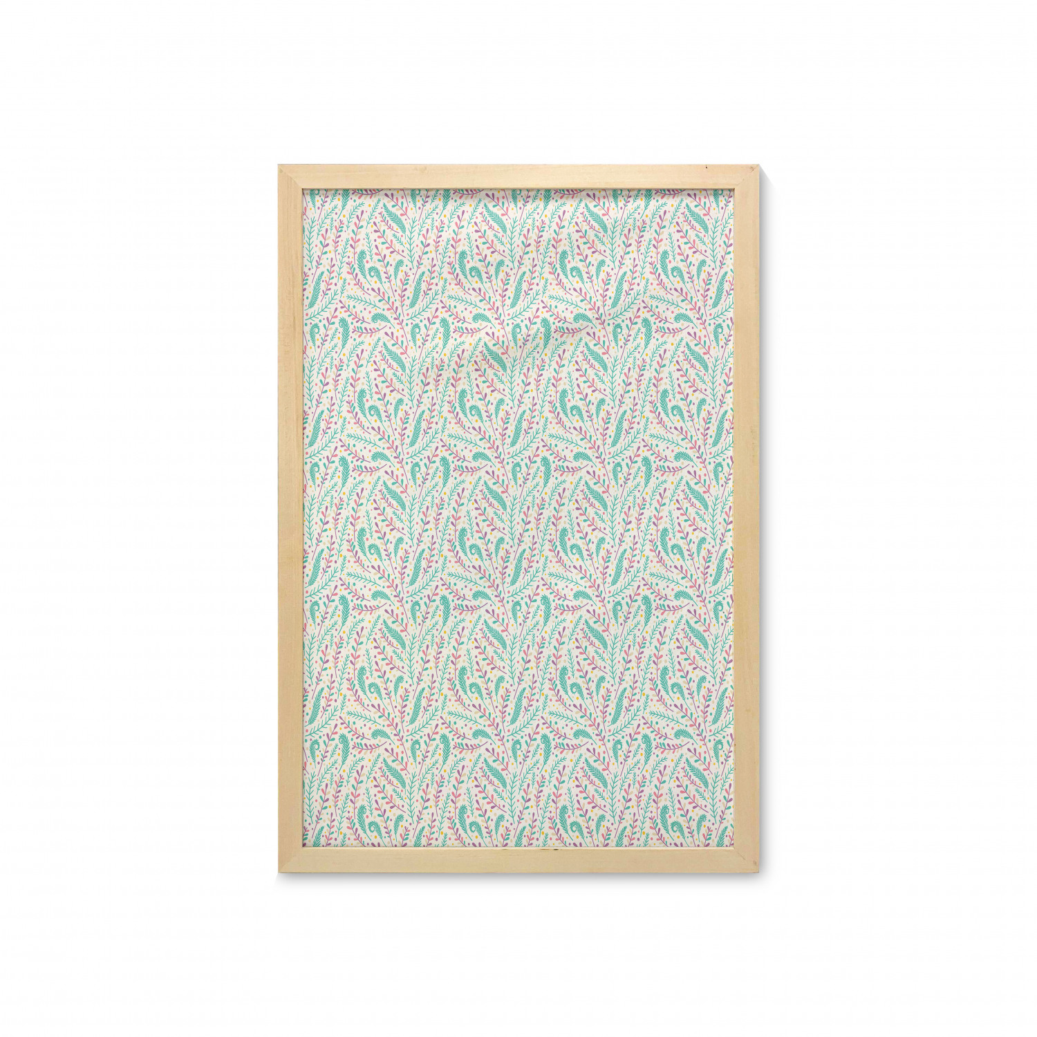 Botany Wall Art with Frame, Spring Toned Swirled Spruce Tree Branches ...