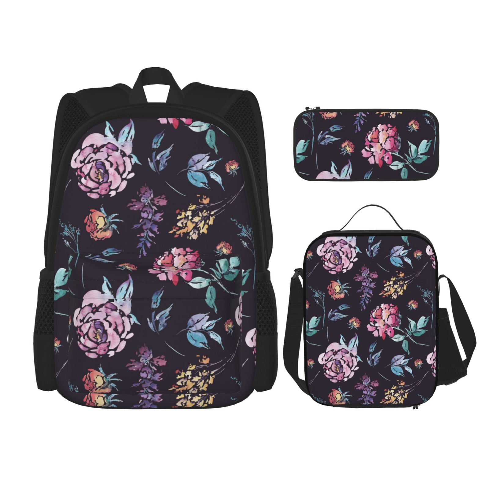 Fotbe Roses Flowers Set Escolar 3 en 1 para Niños - Mochila Duradera con Lonchera Aislante y ...