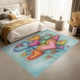 Colorful Heart Area Rug, Balloon Love Pattern Carpet, Washable Non Slip ...