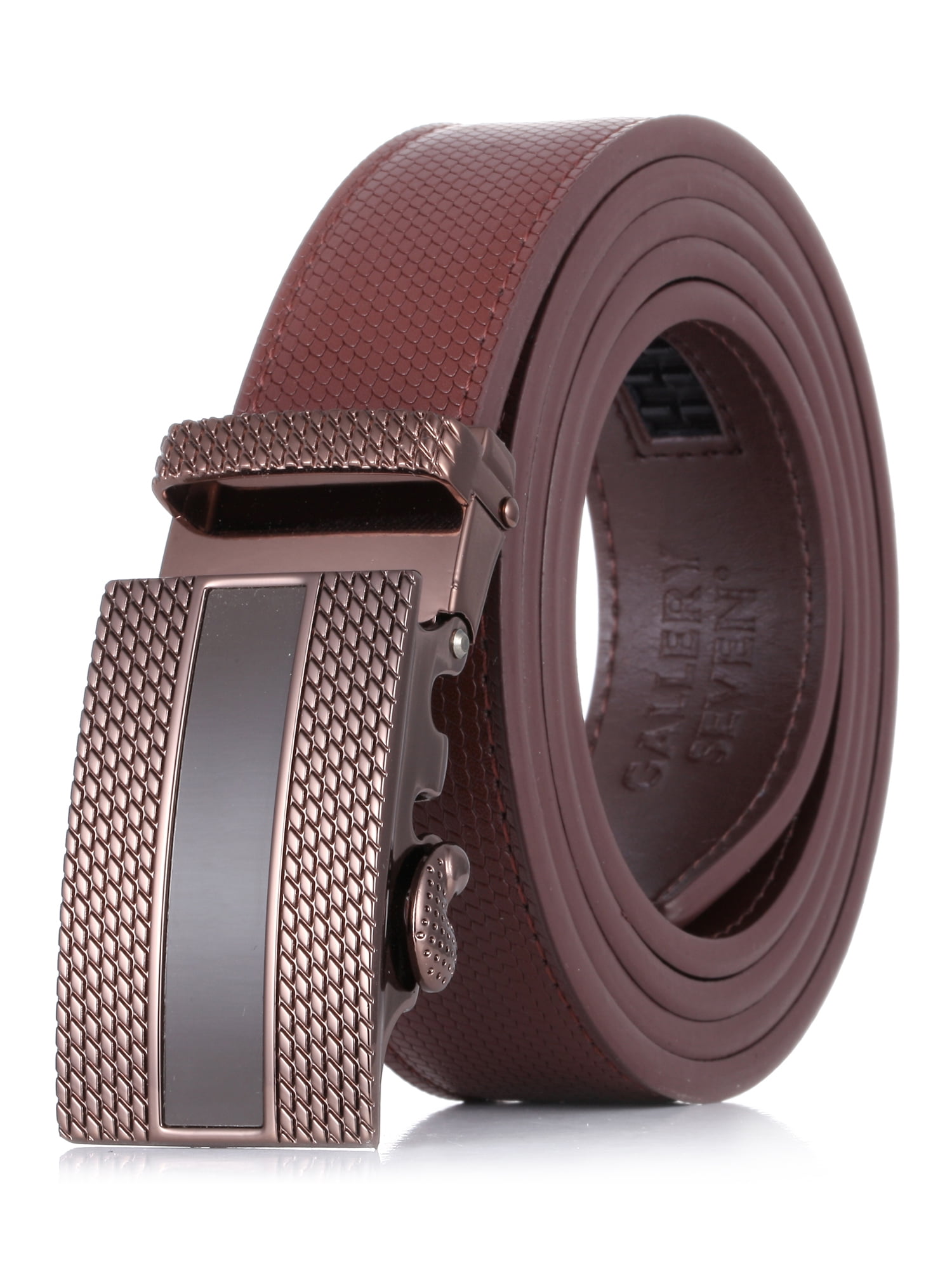 Lozenge Plaque Leather Ratchet Belt - Walmart.com