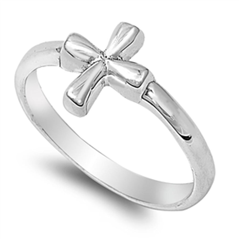 Square Christian Cross Love Jesus Ring .925 Sterling Silver Small Band ...
