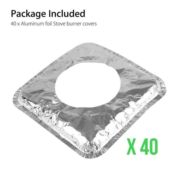 pitrice 40Pcs Aluminum Foil Square Gas Top Burner Disposable Bib Liners ...