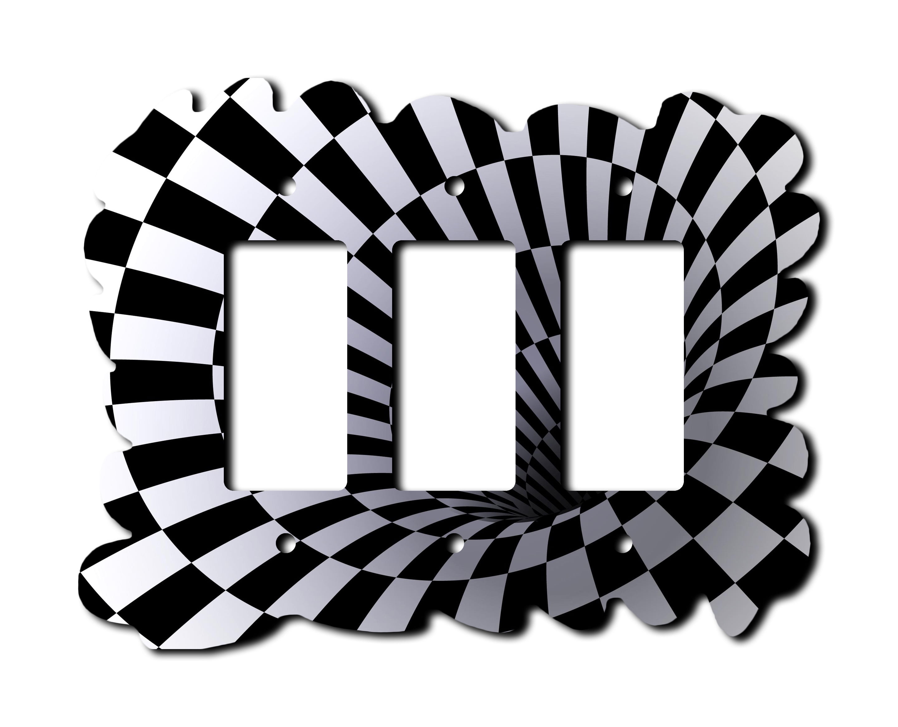 Off The Wall Plates - Black Optical Illusion - Triple Gang Paddle ...