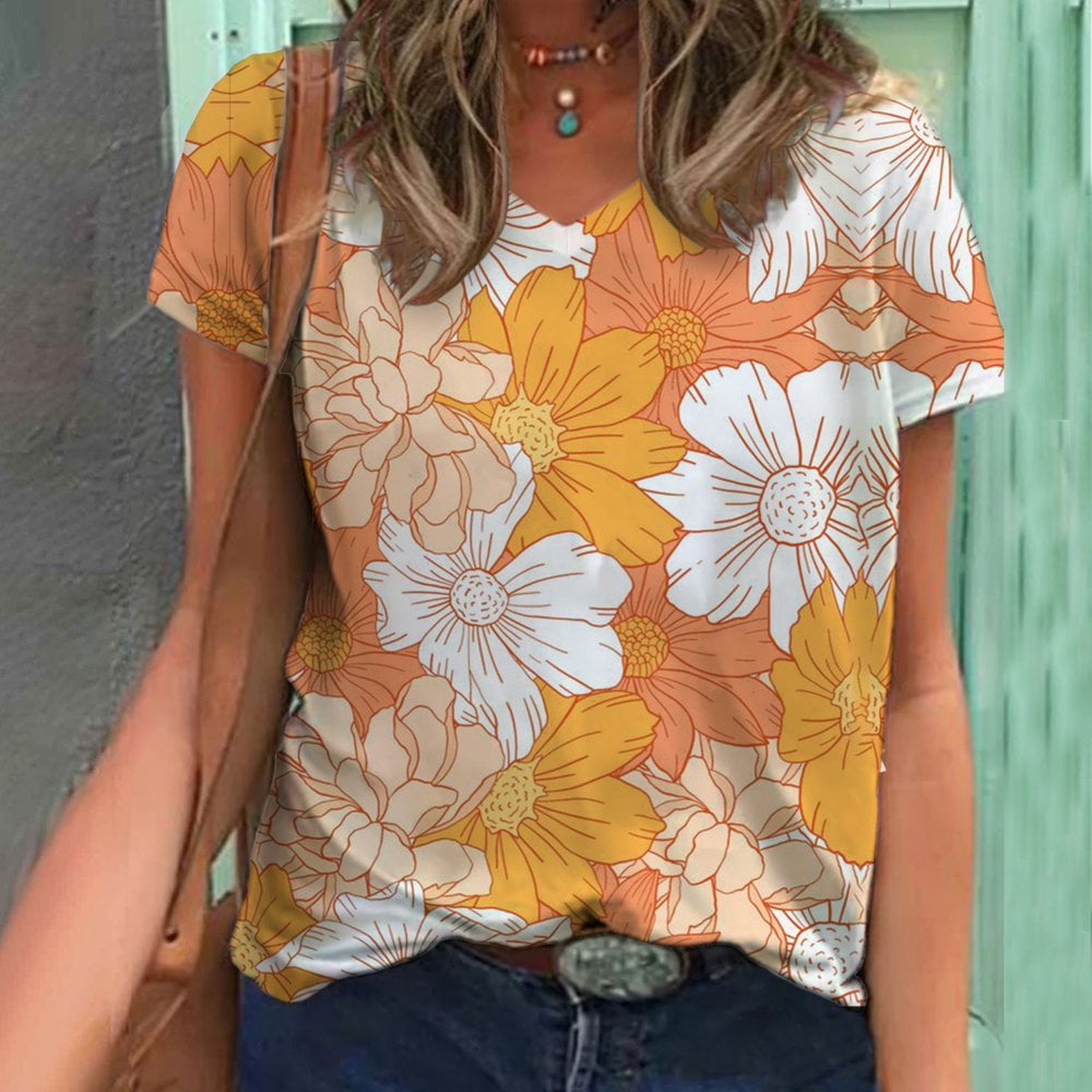 Click here for Deelleeo Womens Summer Print Blouse Tees Short Sle... prices