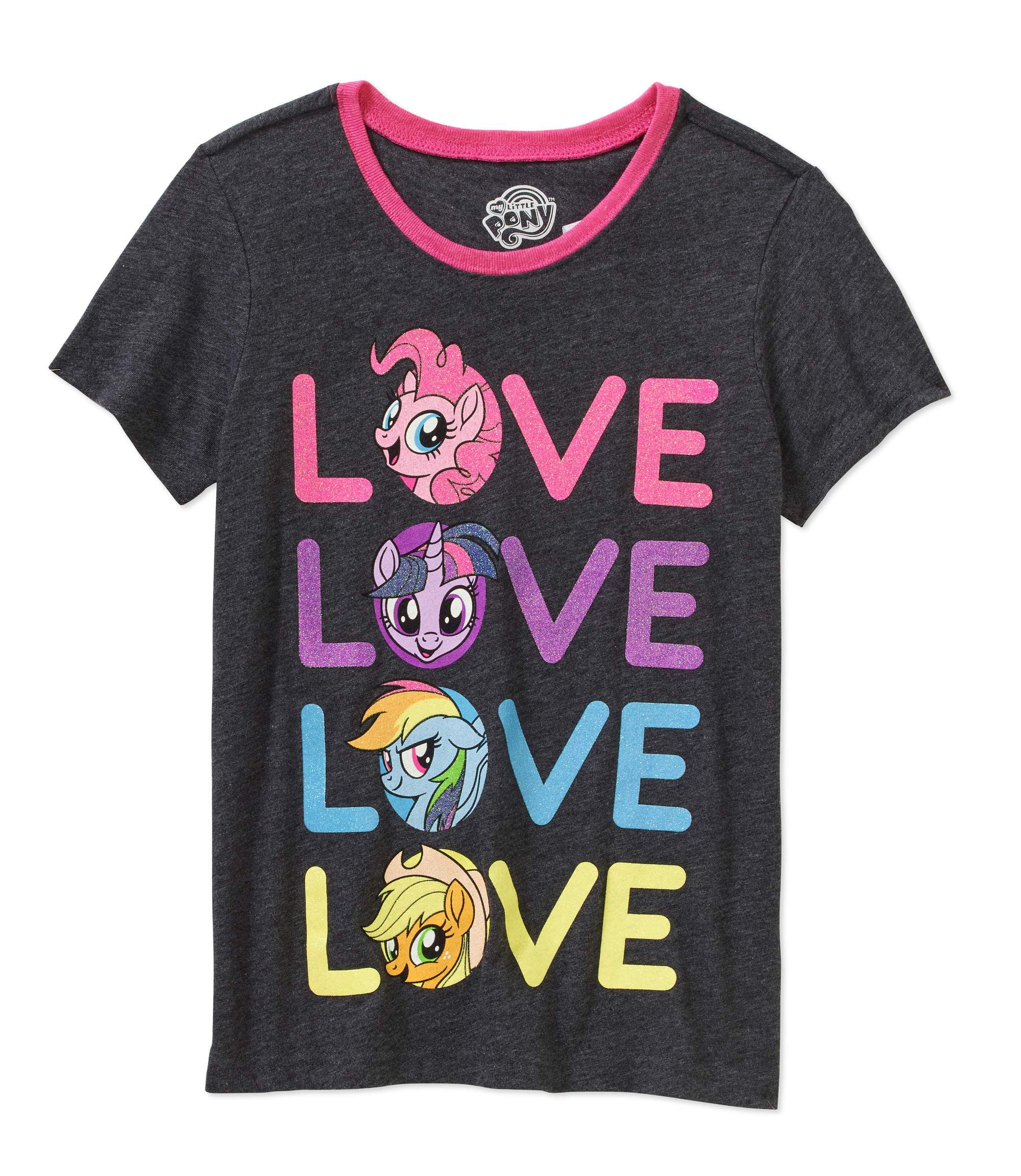 Girls' Hasbro My Little Pony "Love" Short Sleeve Crew Neck Graphic T ...