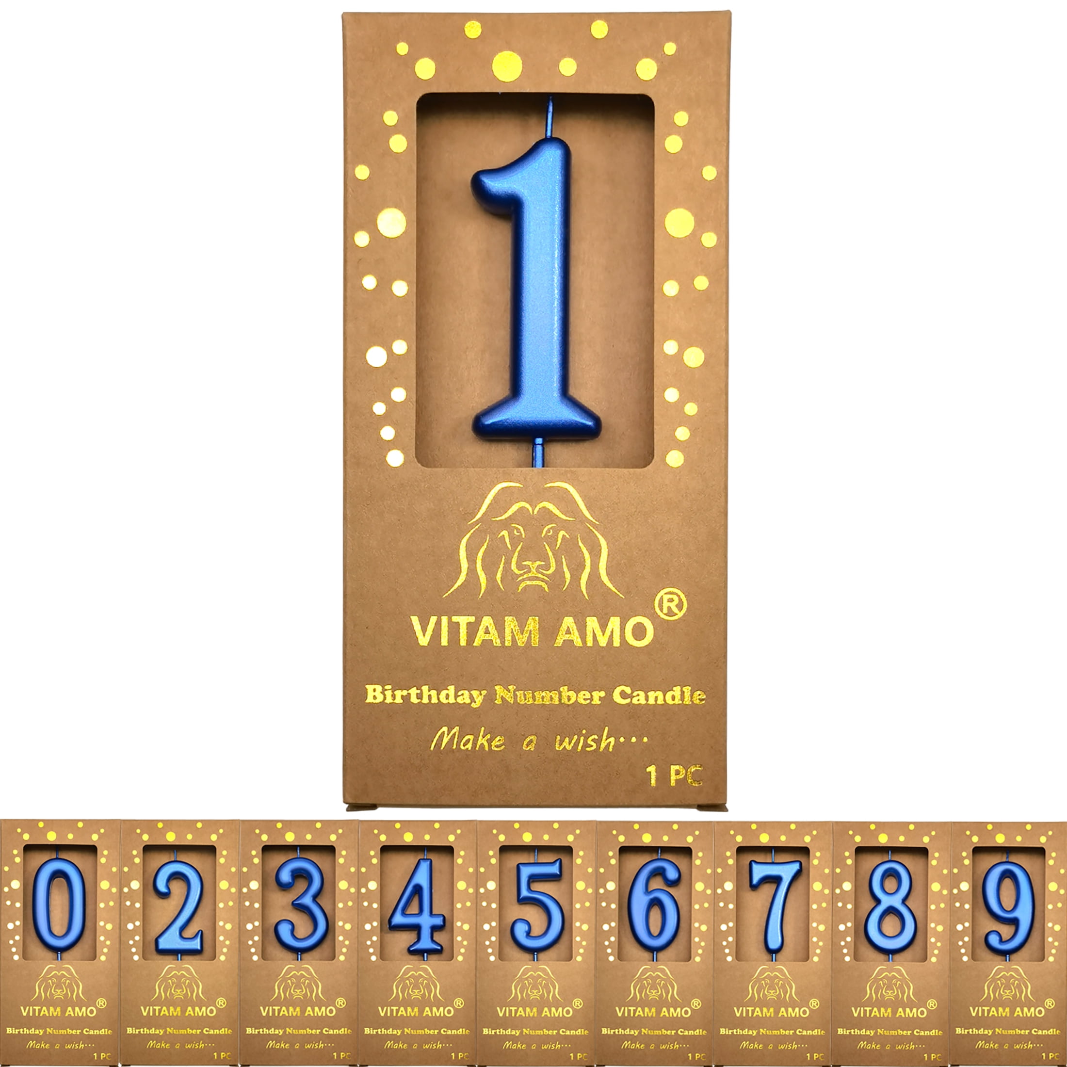 Cake Candles Vintage Style MidnightBlue Color Large Size Number Candles ...