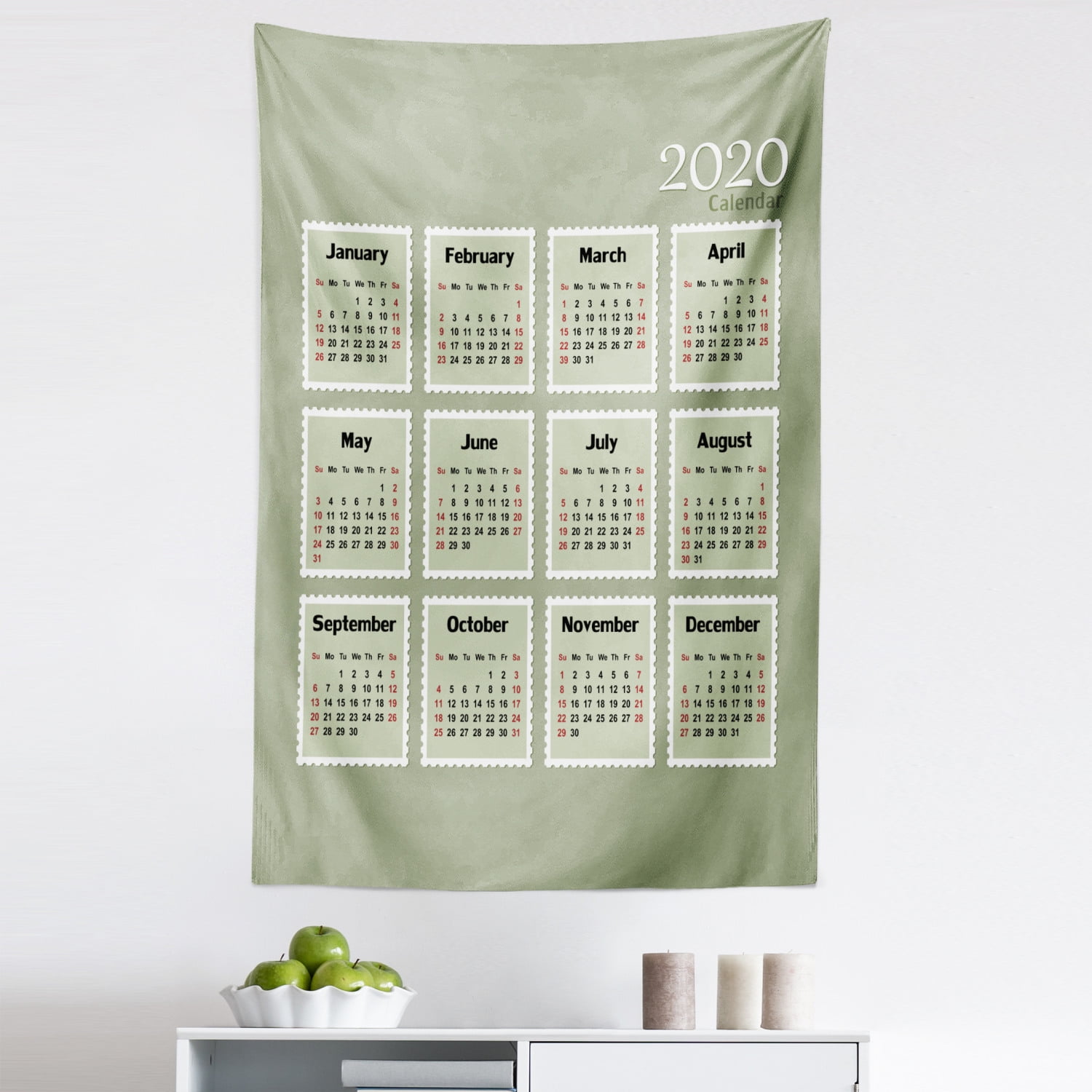 Calendar 2020 Tapestry, Moths of the Year in Classic Look Stamp Shaped ...