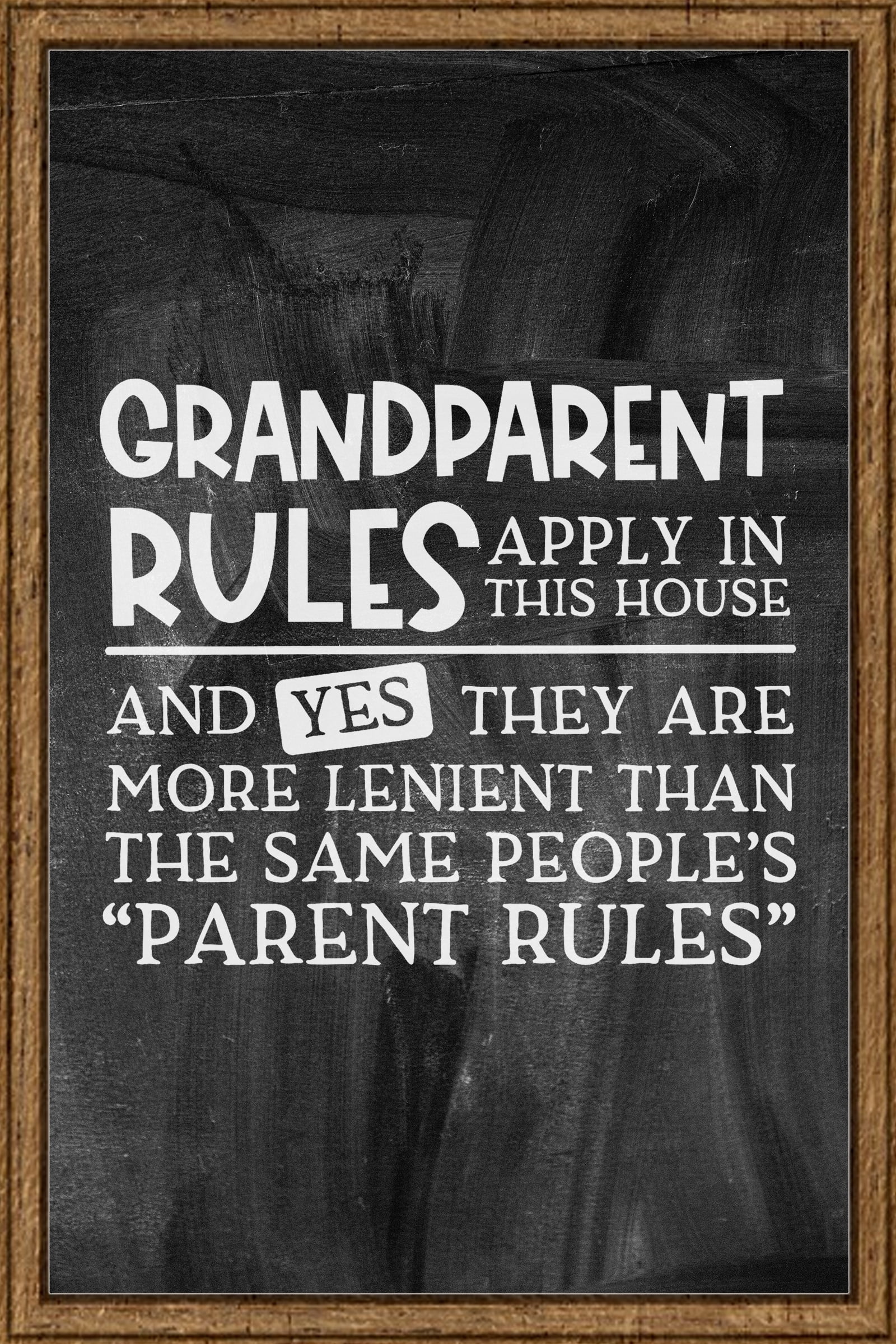 Grandparent rules apply in this house funny lenient grandkids Tin Sign Chalk Board Wall Art ...