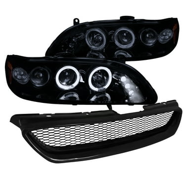 Spec-D Tuning JDM Halo Chrome Housing Clear Lens Projector Headlights ...