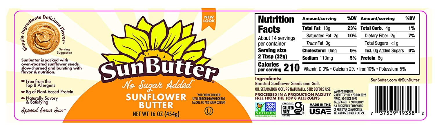 Buy SunButter Natural No Sugar Added Sunflower Butter with hint of salt ...